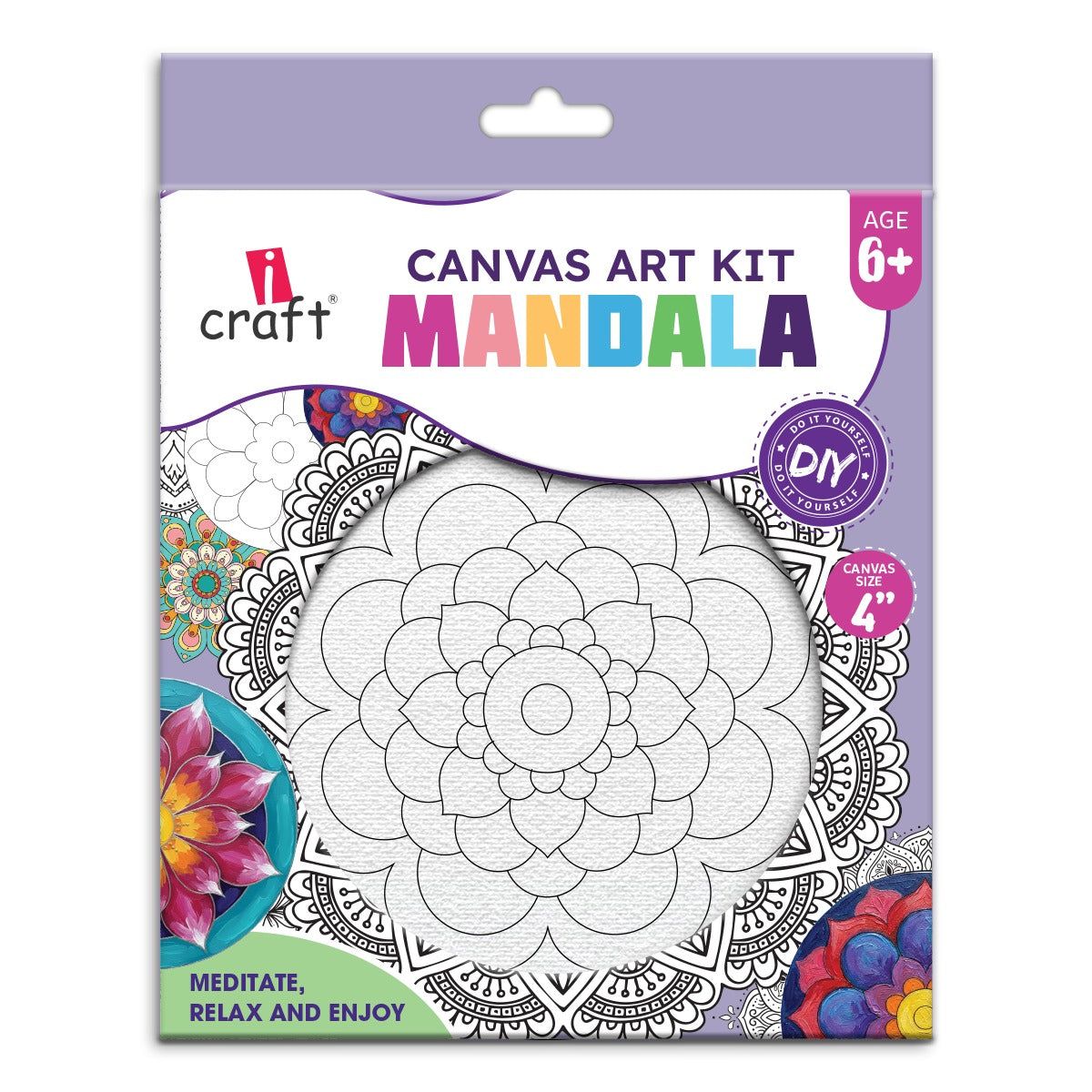 iCraft DIY Mandala Canvas Art Kit – 4" Mini Meditative Painting Set ...